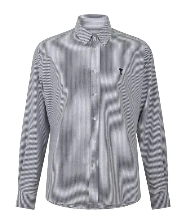 AMI Paris Long-sleeved Shirt With Fine Vertical Stripes