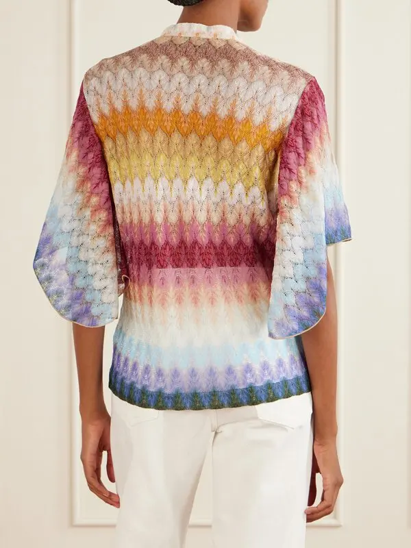 Missoni Tie-detailed Striped Crochet-knit Blouse - Multicolor