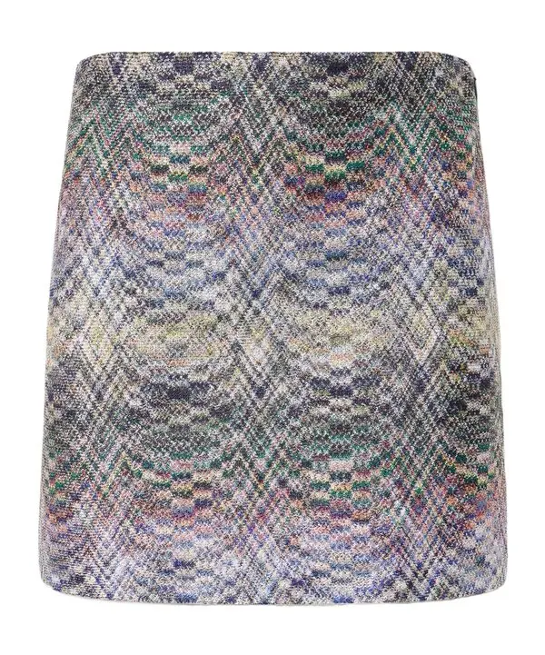Missoni Striped Metallic Crochet-knit Mini Skirt - Gray