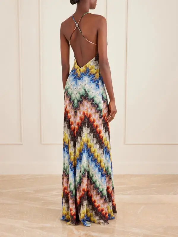 Missoni Striped Metallic Crochet-knit Maxi Dress