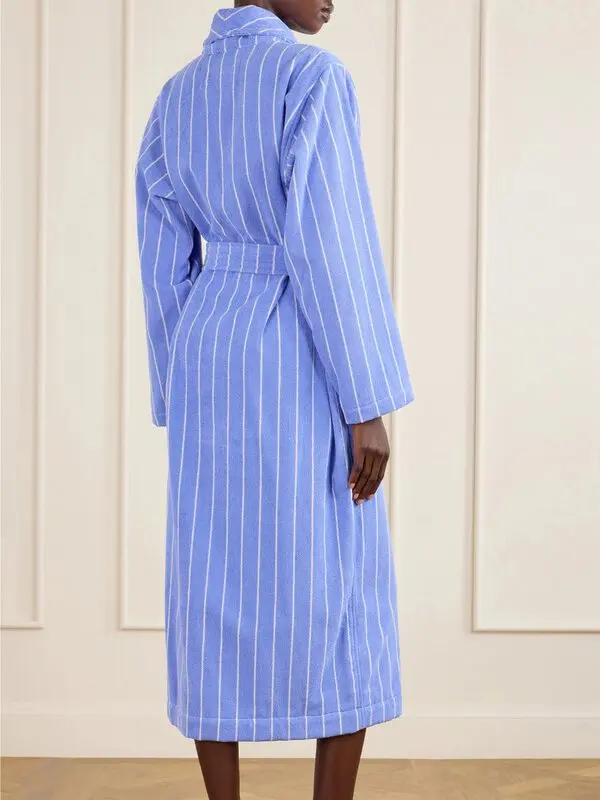 TEKLA Belted Striped Cotton-terry Robe