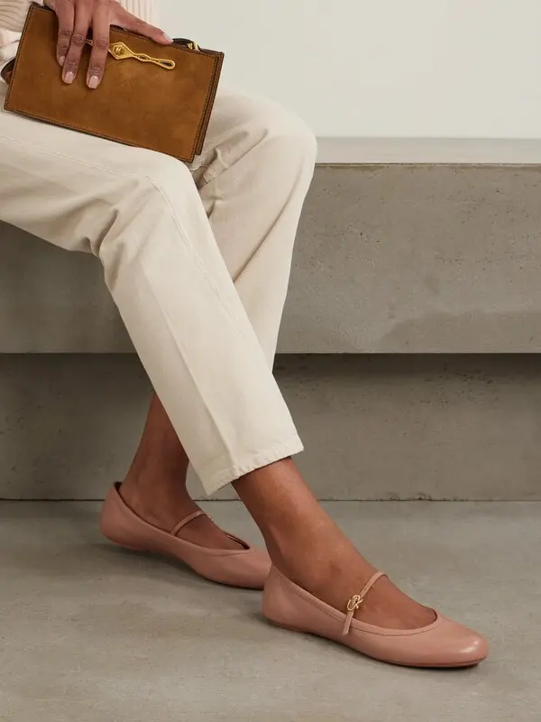 GIANVITO ROSSI Leather Mary Jane Ballet Flats