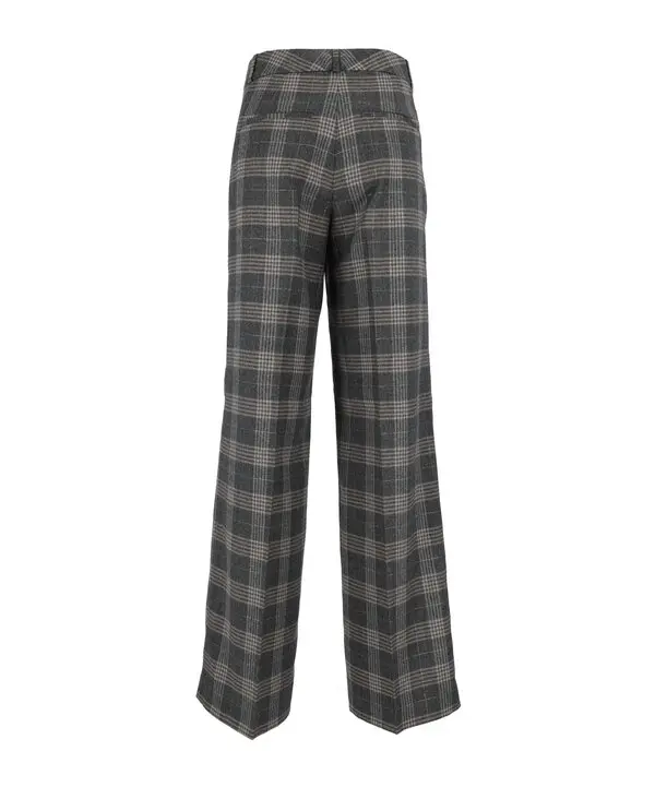 Peserico Plaid Pattern Wide-leg Casual Pants
