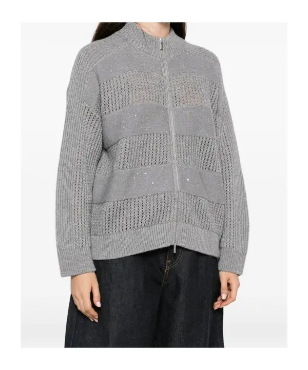 Peserico Sequin-embellished Open-knit Cardigan