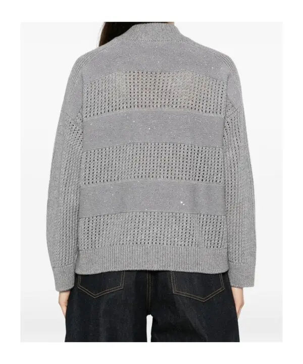 Peserico Sequin-embellished Open-knit Cardigan