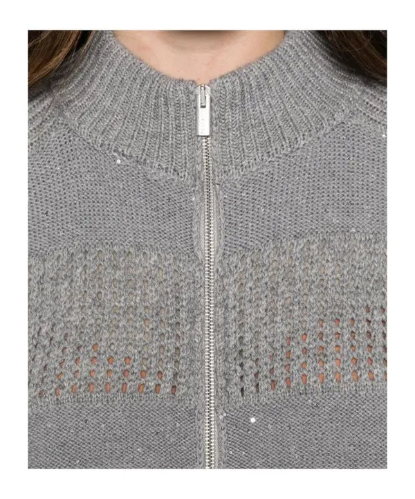 Peserico Sequin-embellished Open-knit Cardigan