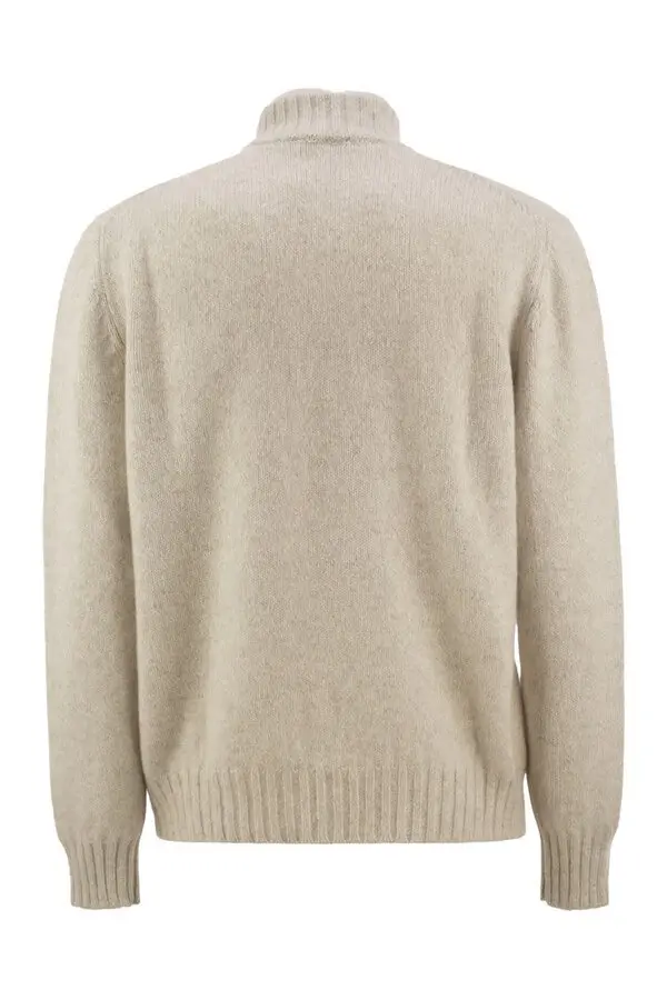 Kiton Half-zip High-neck Pullover - Light Beige