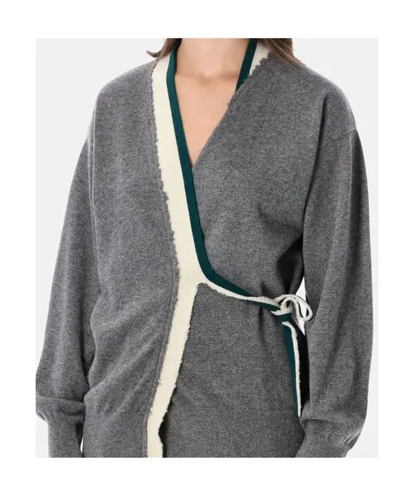 Dries Van Noten Tie-front Cardigan - Gray