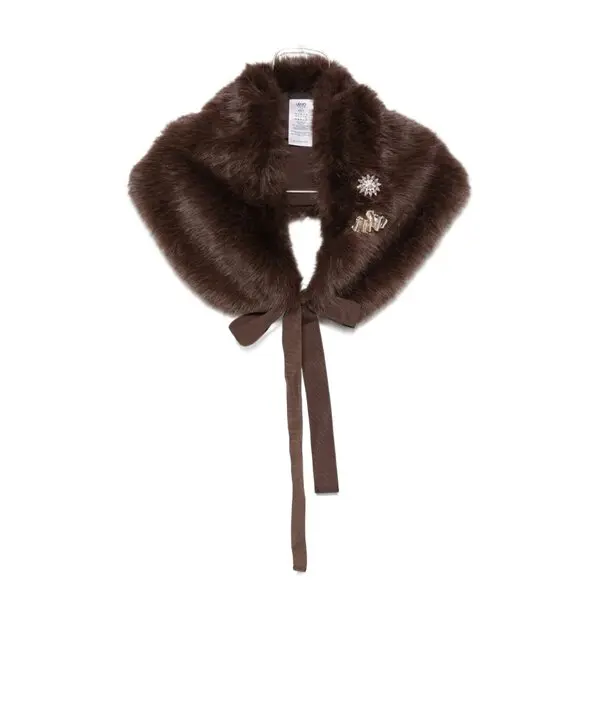 Liu Jo Embellished Faux-fur Scarf - Deep Brown
