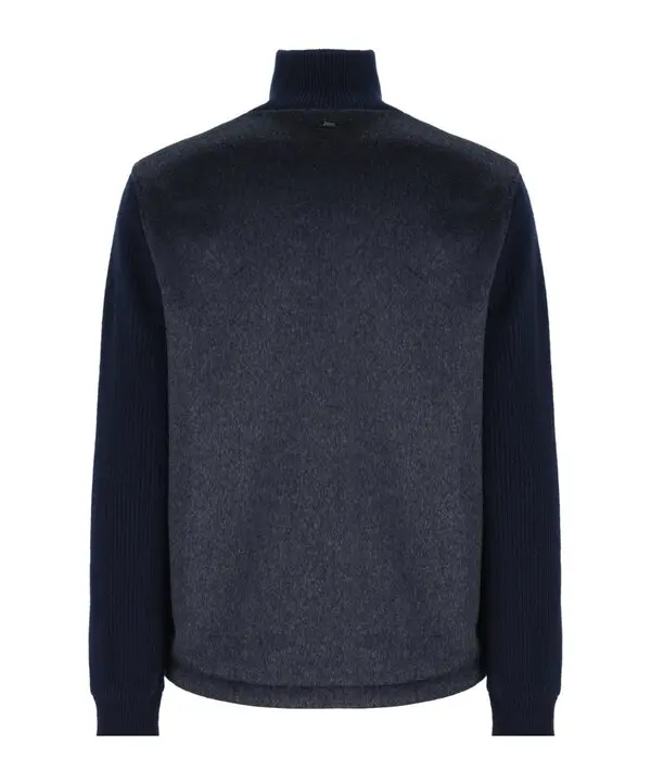 Herno Knit-panel High Collar Knitted Jacket