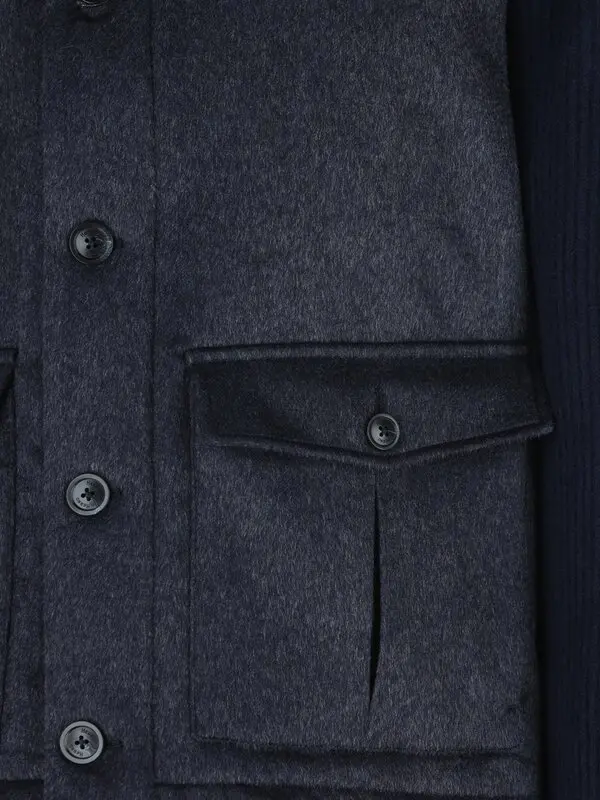 Herno Knit-panel High Collar Knitted Jacket