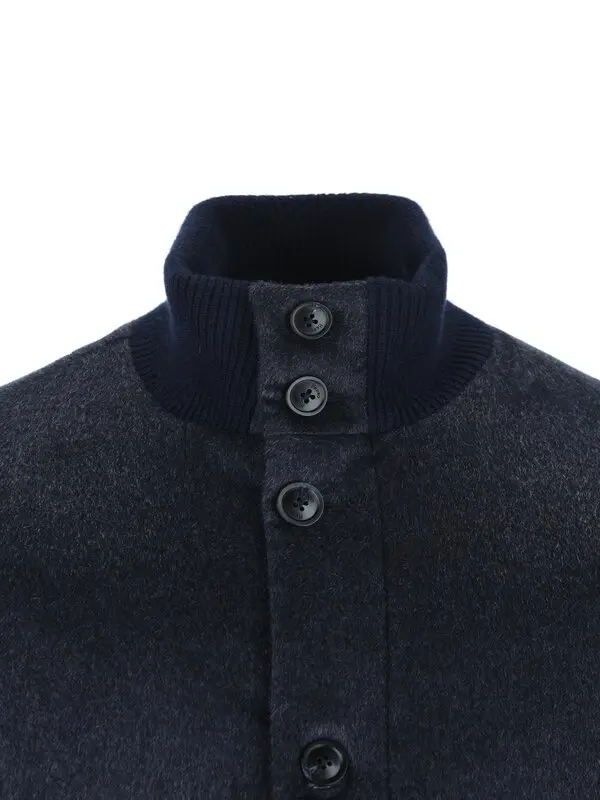 Herno Knit-panel High Collar Knitted Jacket