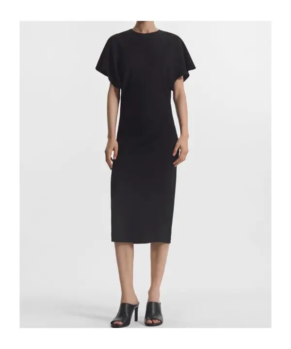 Co Twisted Knot Short-sleeve Midi Dress