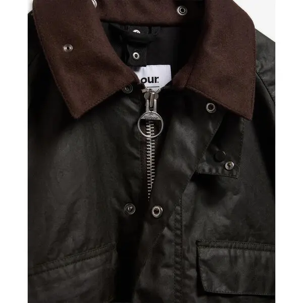Barbour Long Color-blocked Lapel Cotton Coat