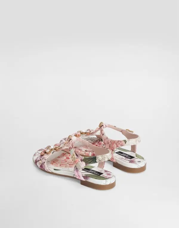 Dolce & Gabbana Flower-print Cotton Sandals