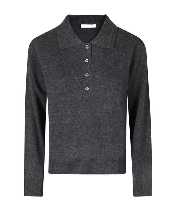 LOW CLASSIC Long-sleeve Collared Knit Top