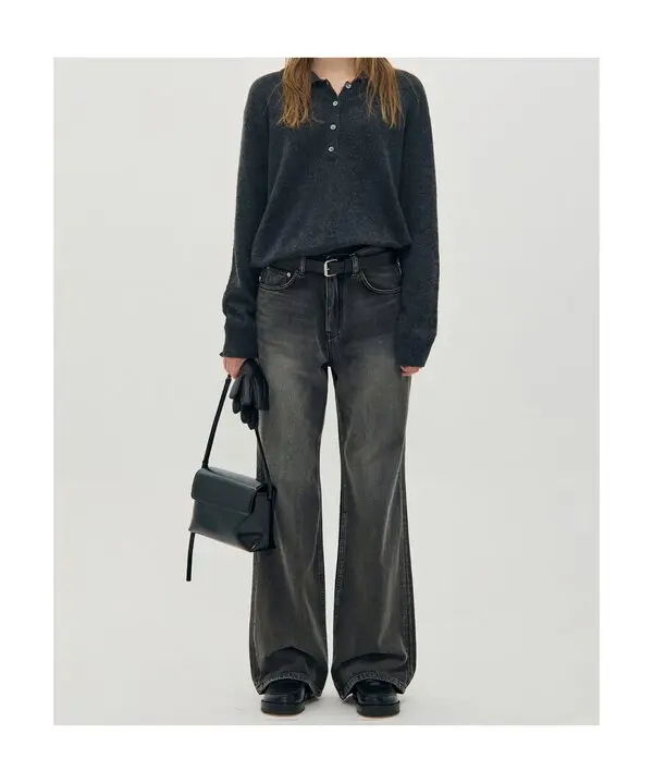 LOW CLASSIC Long-sleeve Collared Knit Top