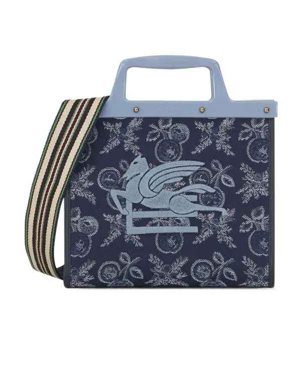 Etro Logo Embroidered Jacquard Top Handle Bag