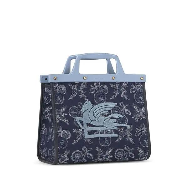 Etro Logo Embroidered Jacquard Top Handle Bag