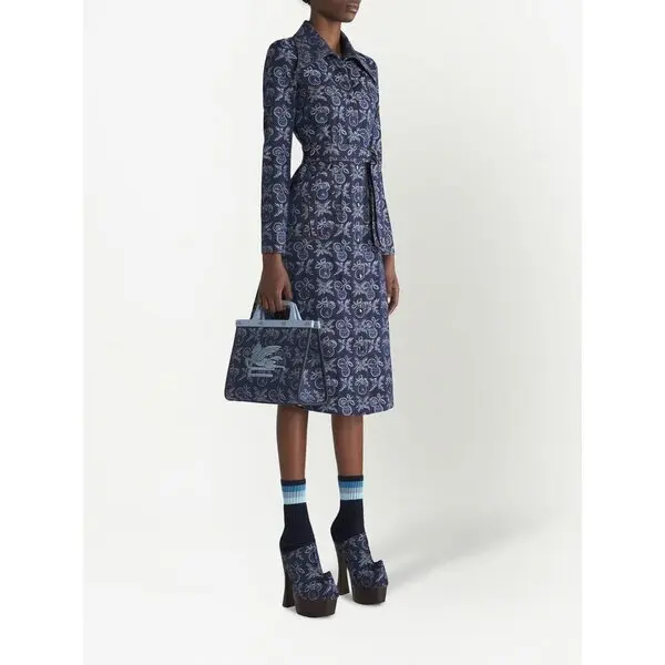 Etro Logo Embroidered Jacquard Top Handle Bag
