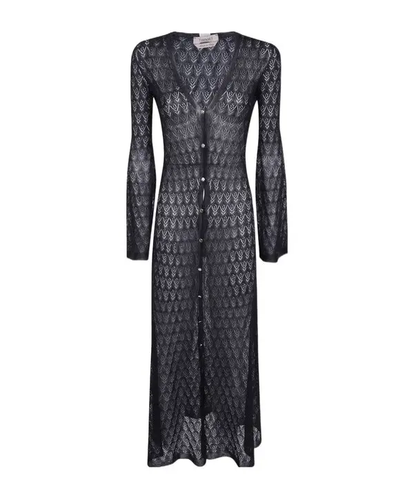 TWINSET Long Knit Cardigan With Flared Sleeves - Black