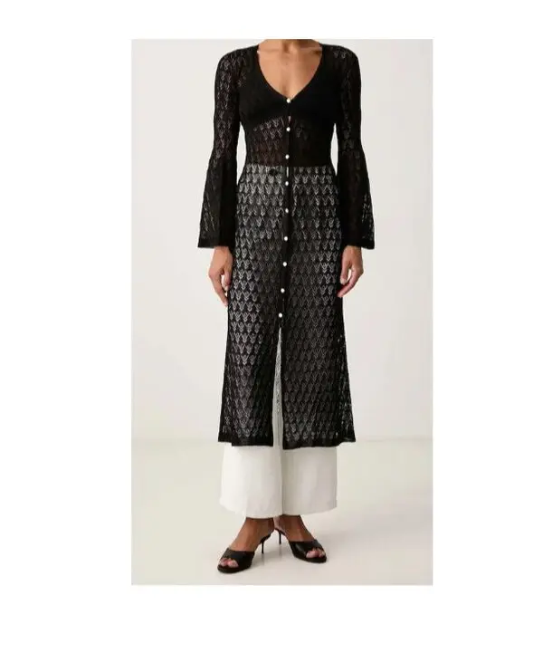 TWINSET Long Knit Cardigan With Flared Sleeves