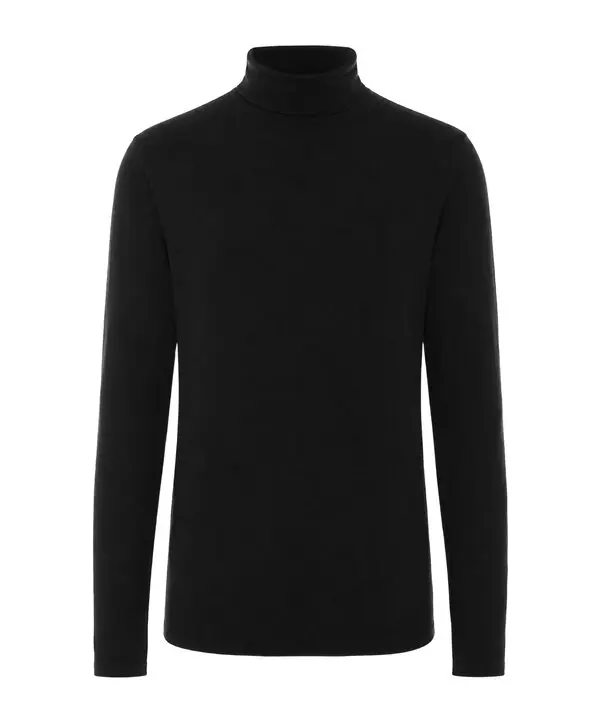 THOM KROM Roll-neck Contrast-stitch T-shirt - Black