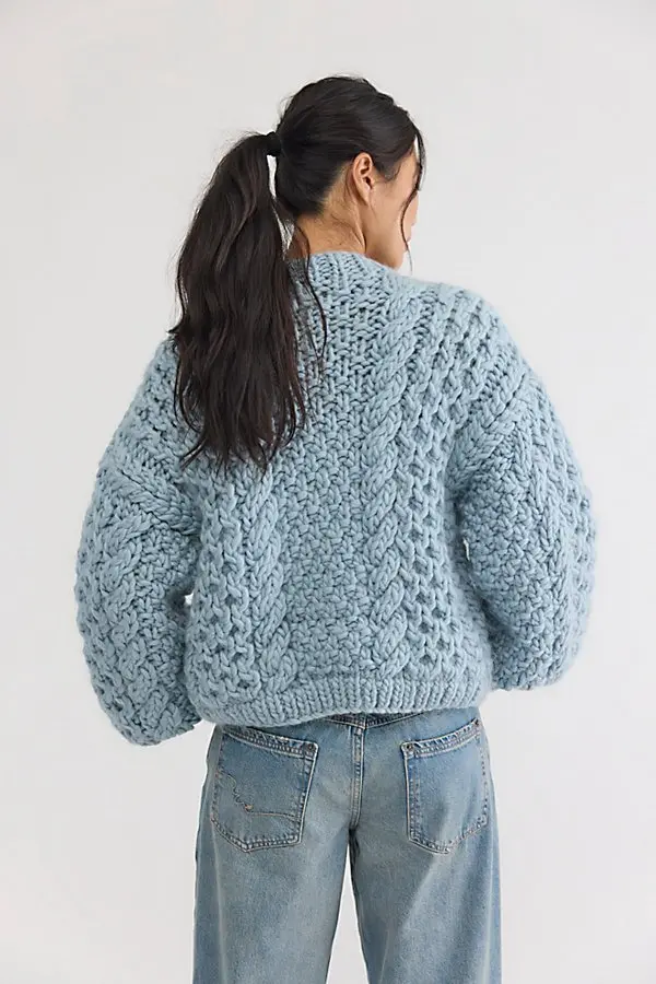 MR MITTENS Charlotte Honey Cable Knit Cardigen - Blue