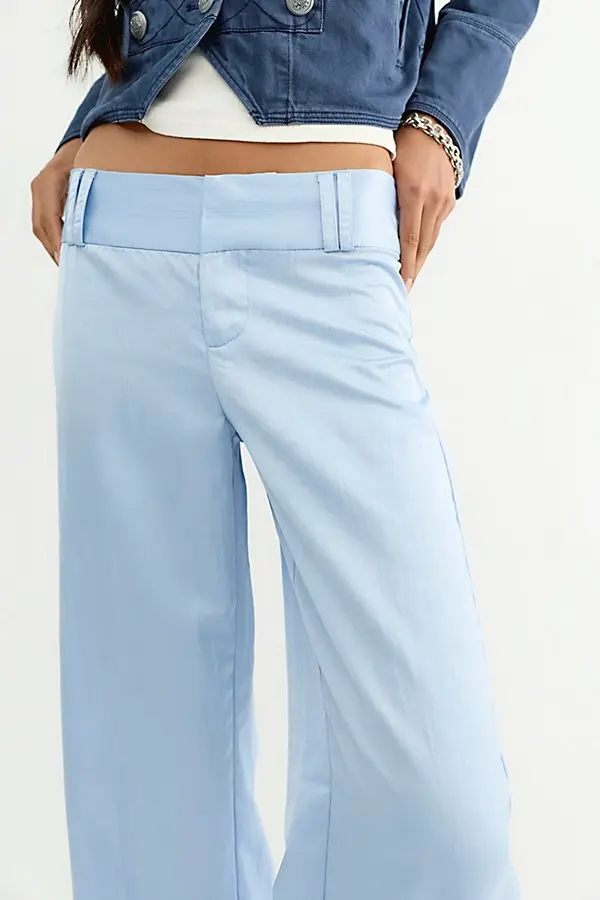 Free People Time Flies Low-rise Clean Satin Trousers