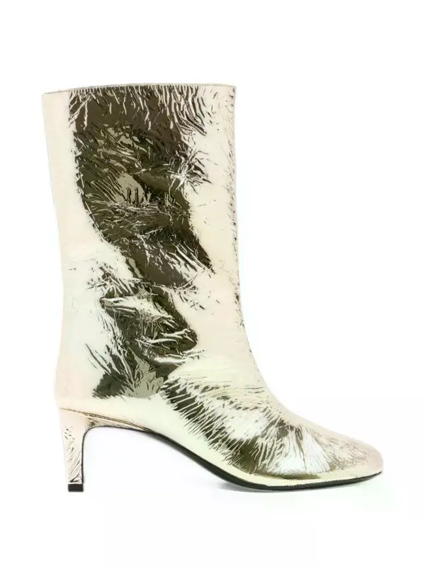 Plan C Crinkled-finish Boots - Gold