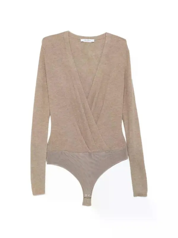 Max Mara Cashmere V-neck Bodysuit - Sand-colored