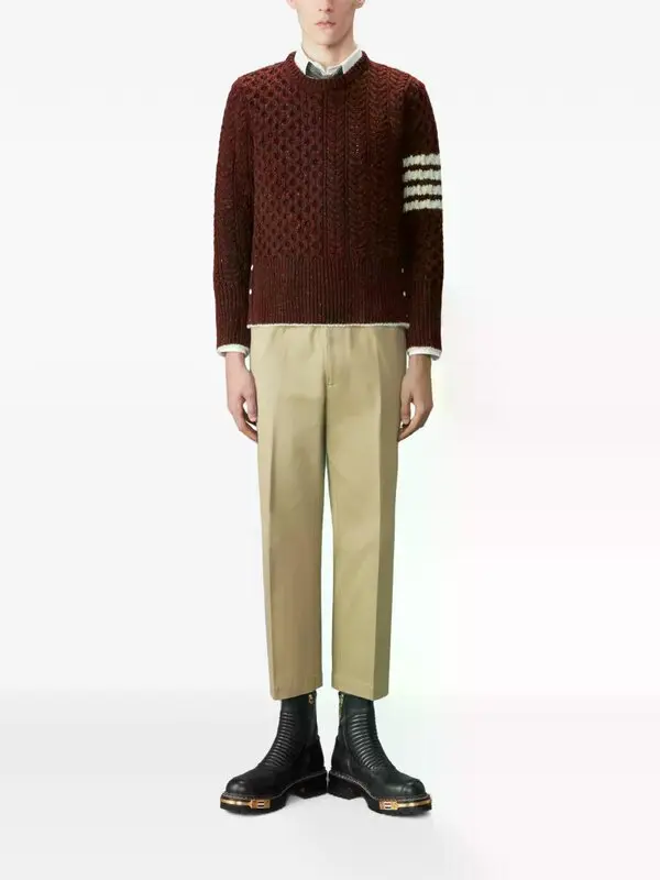 Thom Browne Donegal 4-bar Aran Cable Pullover