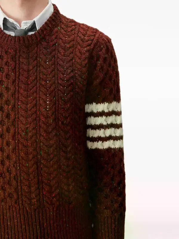 Thom Browne Donegal 4-bar Aran Cable Pullover
