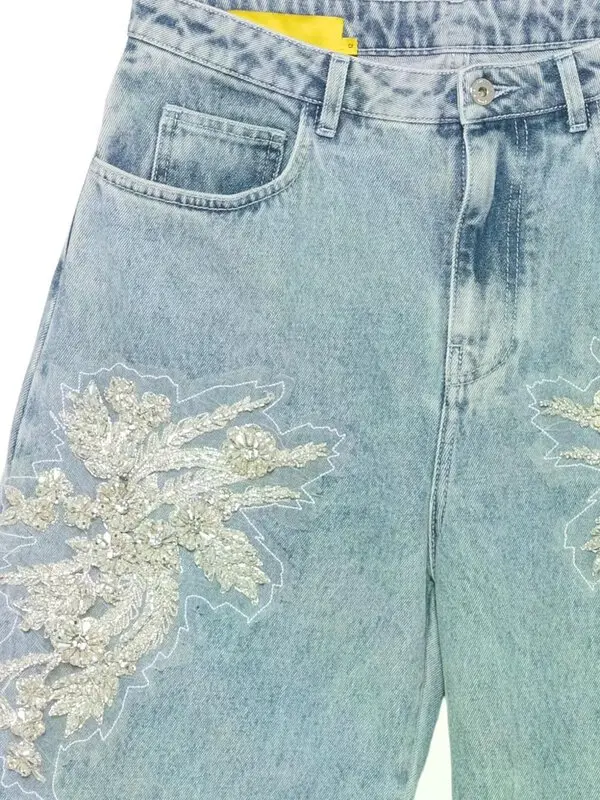 MARQUES' ALMEIDA Beaded Frayed-hem Jeans