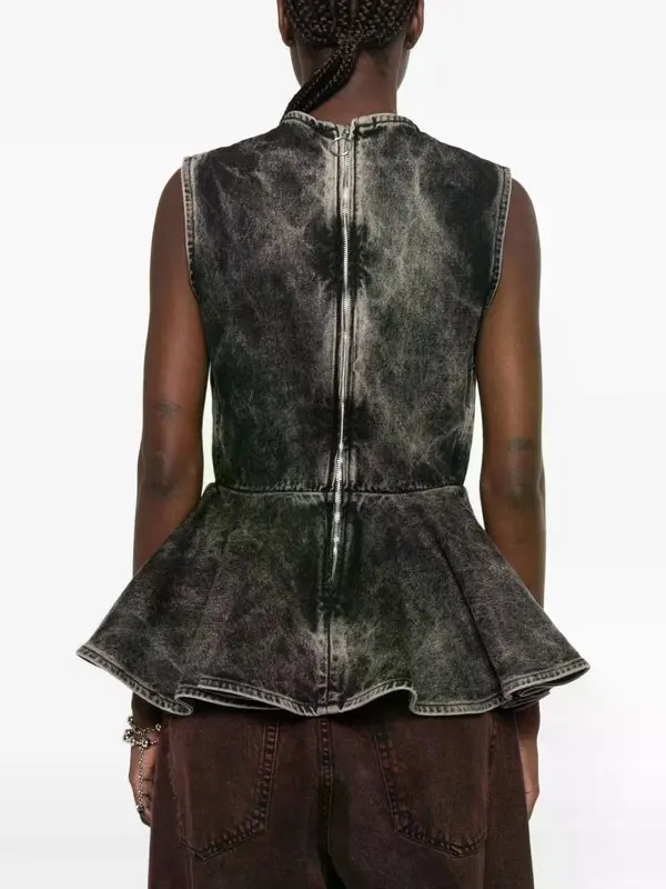 MARQUES' ALMEIDA Acid-wash Peplum Top