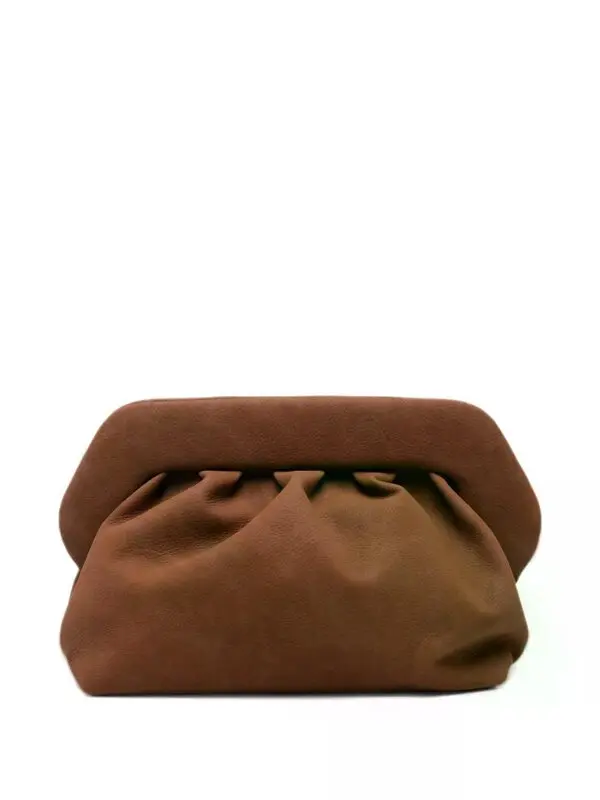 THEMOIRE Bios Ruched Clutch Bag - Brown