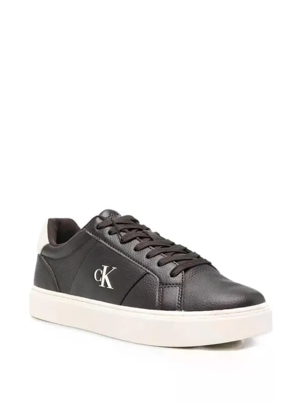 Calvin Klein Logo-plaque Pebbled Leather Sneakers