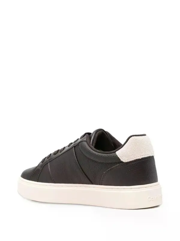 Calvin Klein Logo-plaque Pebbled Leather Sneakers