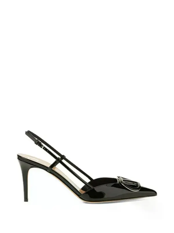 Valentino Garavani Vlogo Signature Patent Leather Slingback Pumps 80mm - Black