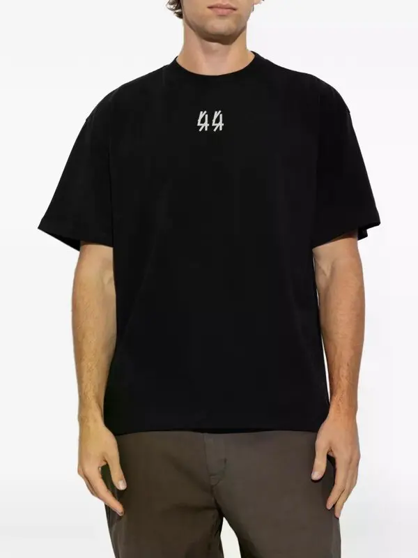 44 LABEL GROUP Darkened Skull Logo-print Graphic-back T-shirt
