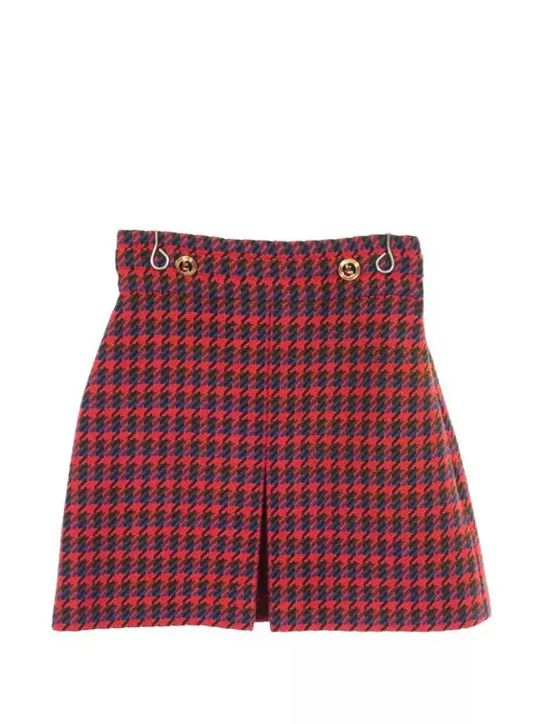 Gucci 2010s Interlocking G Houndstooth Skirt - Red