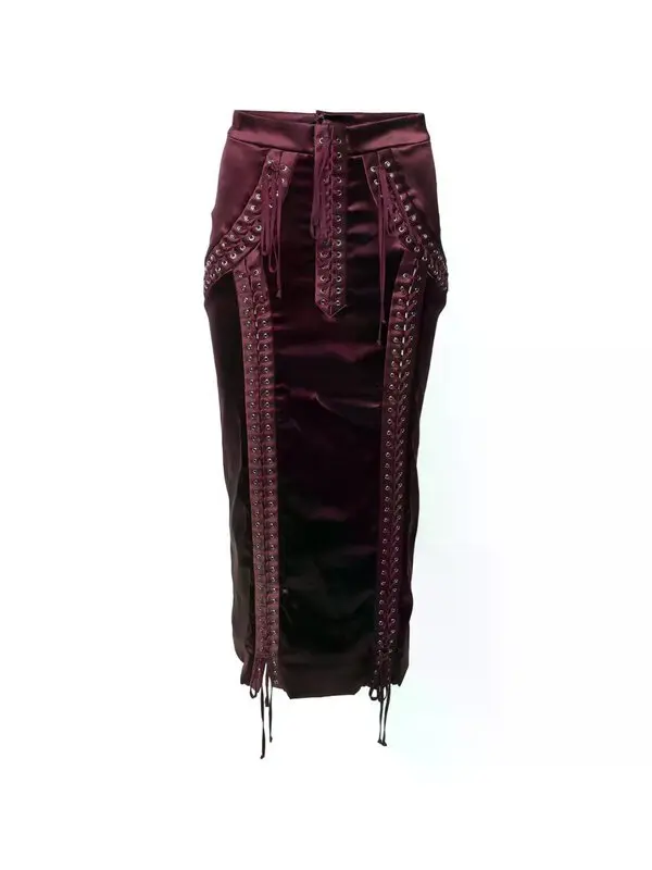 Dolce & Gabbana Lace-up Pencil Maxi Skirt - Red
