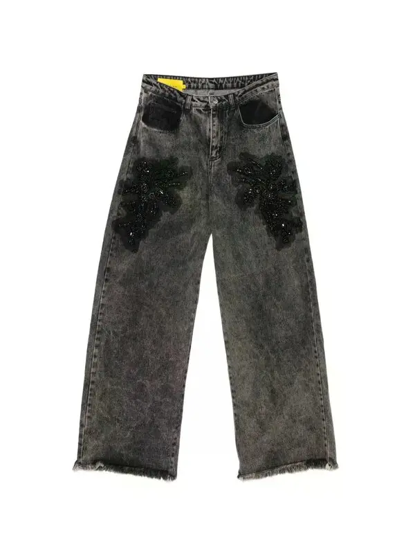MARQUES' ALMEIDA Bead-embellished Frayed Jeans