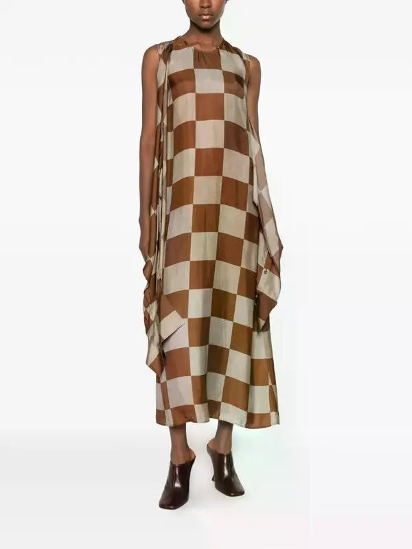 UMA WANG Azzo Check-pattern Draped Midi Dress