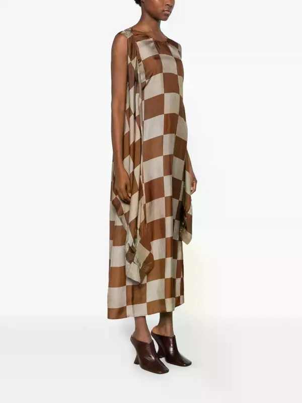 UMA WANG Azzo Check-pattern Draped Midi Dress