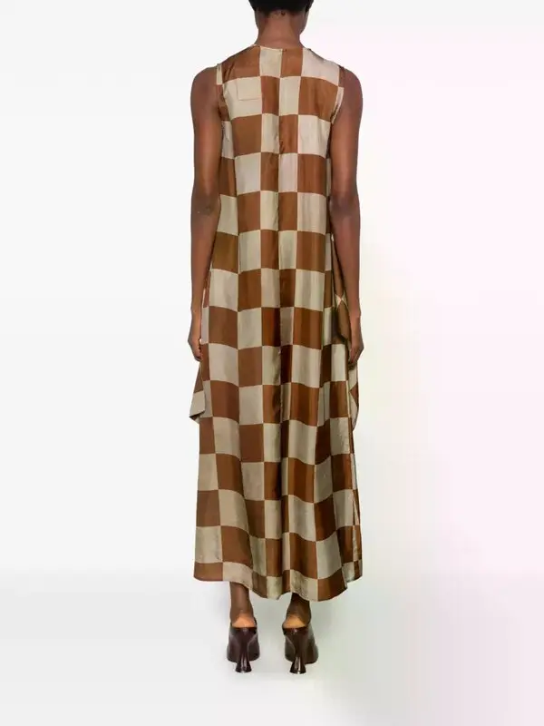 UMA WANG Azzo Check-pattern Draped Midi Dress
