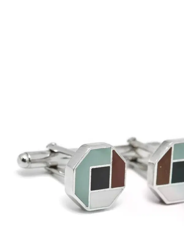 Prada Enamel Geometric Cufflinks