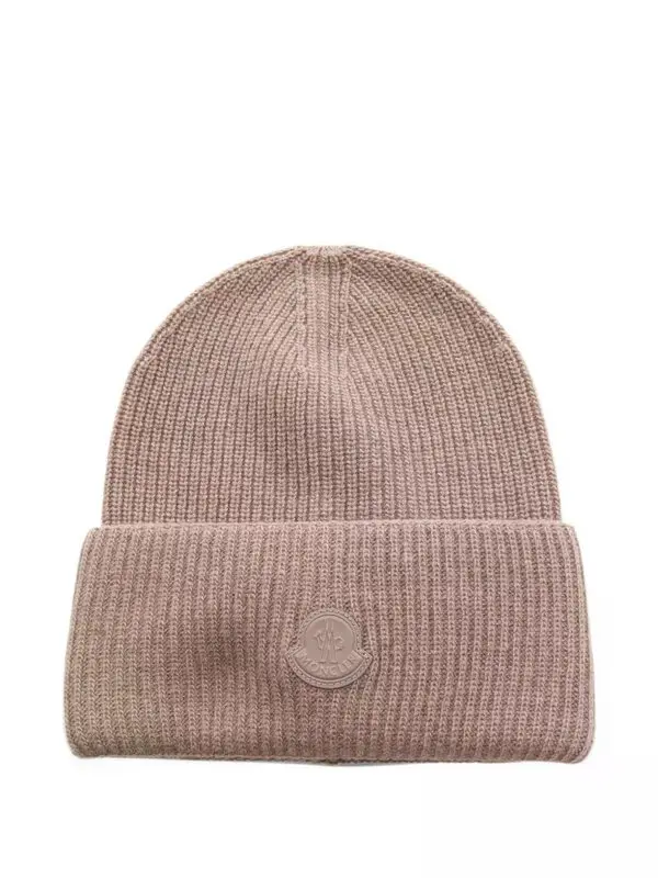 Moncler 2020s Logo Patch Beanie Hat