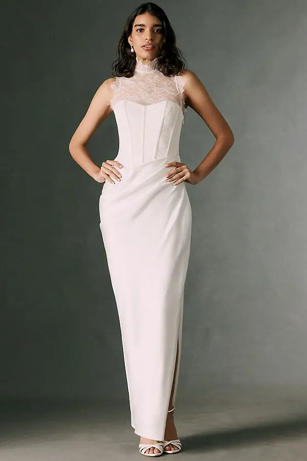 Bhldn Lace Bustier Maxi Dress - Ivory