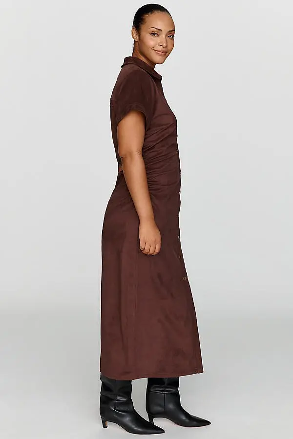 PILCRO Greer Faux Suede Midi Shirtdress